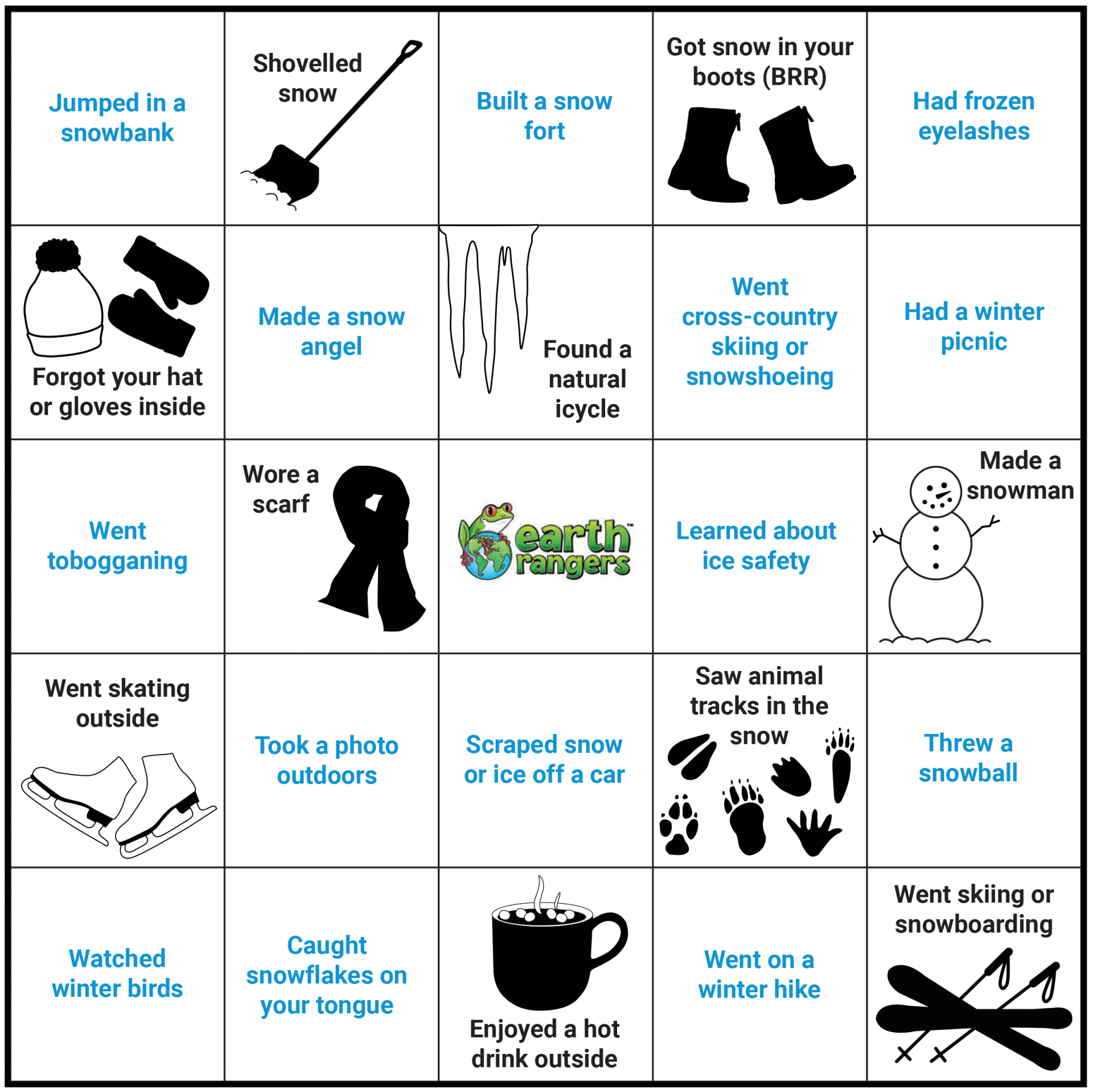 Winter Bingo - Earth Rangers