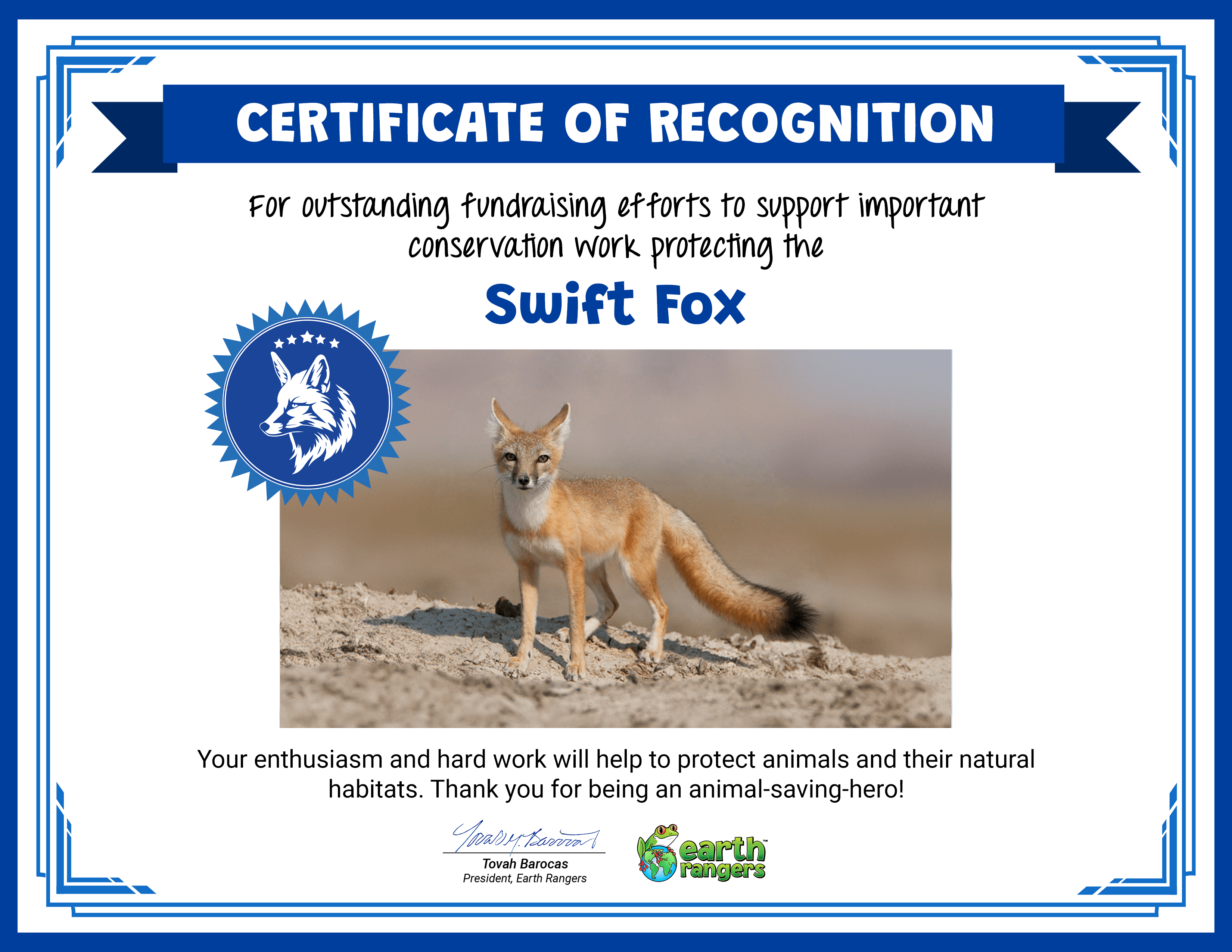 Swift Fox Fundraising Digital Prizes! - Earth Rangers